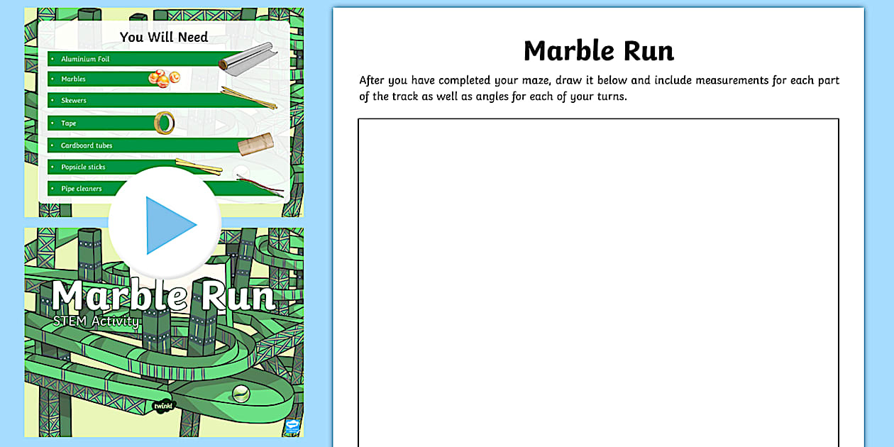 Marble Run Experiment | Twinkl PowerPoint and Activity Sheet