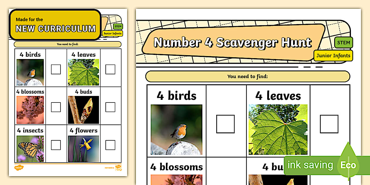 Number 4 Scavenger Hunt (Teacher-Made) - Twinkl