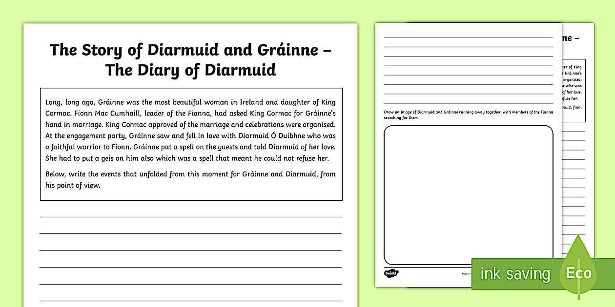 The Story of Diarmuid and Gráinne The Diary of Diarmuid Worksheet ...
