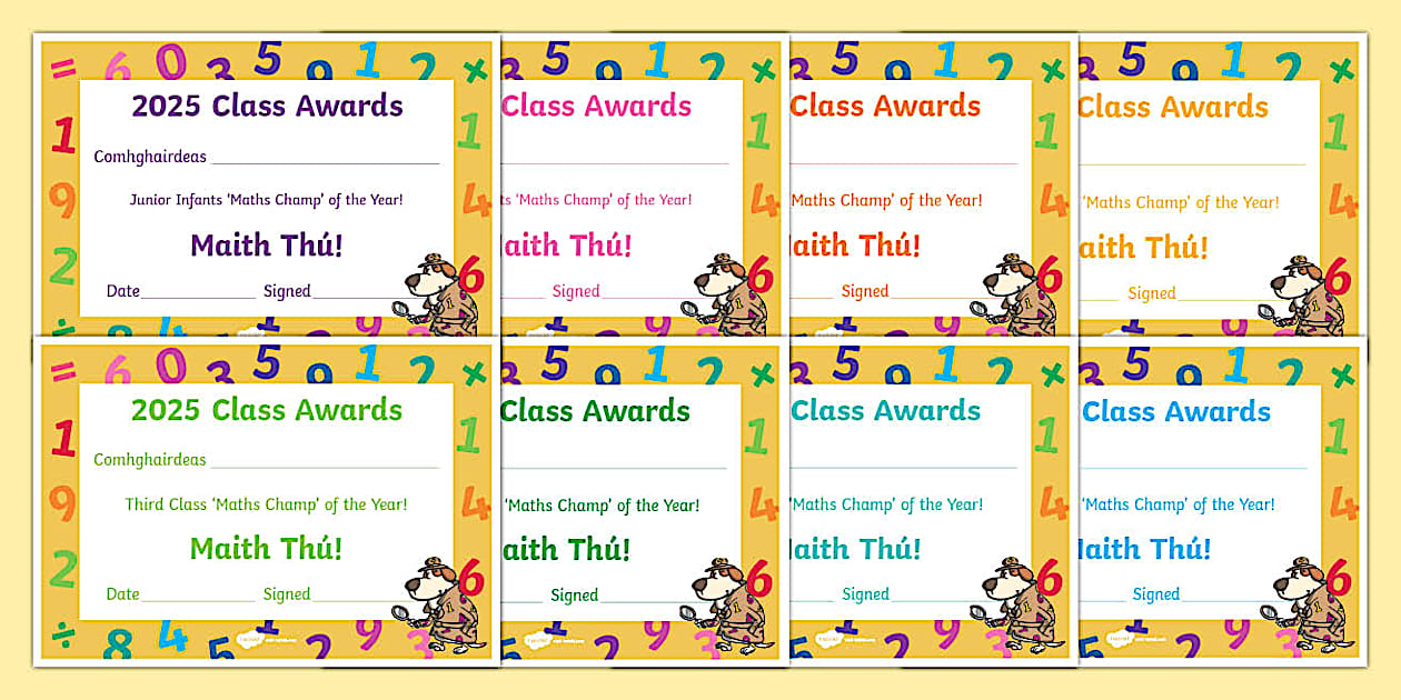 2025 'Maths Champ' of the Year Certificates (teacher made)