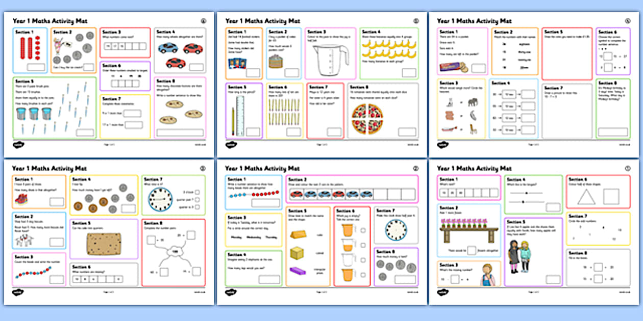 Year 1 Summer 1 Maths Activity Mats (teacher made) - Twinkl