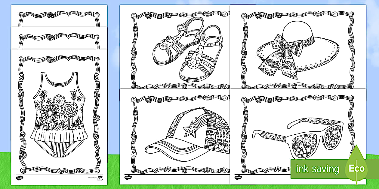 Summer Clothes Mindfulness Colouring Sheets (teacher made)