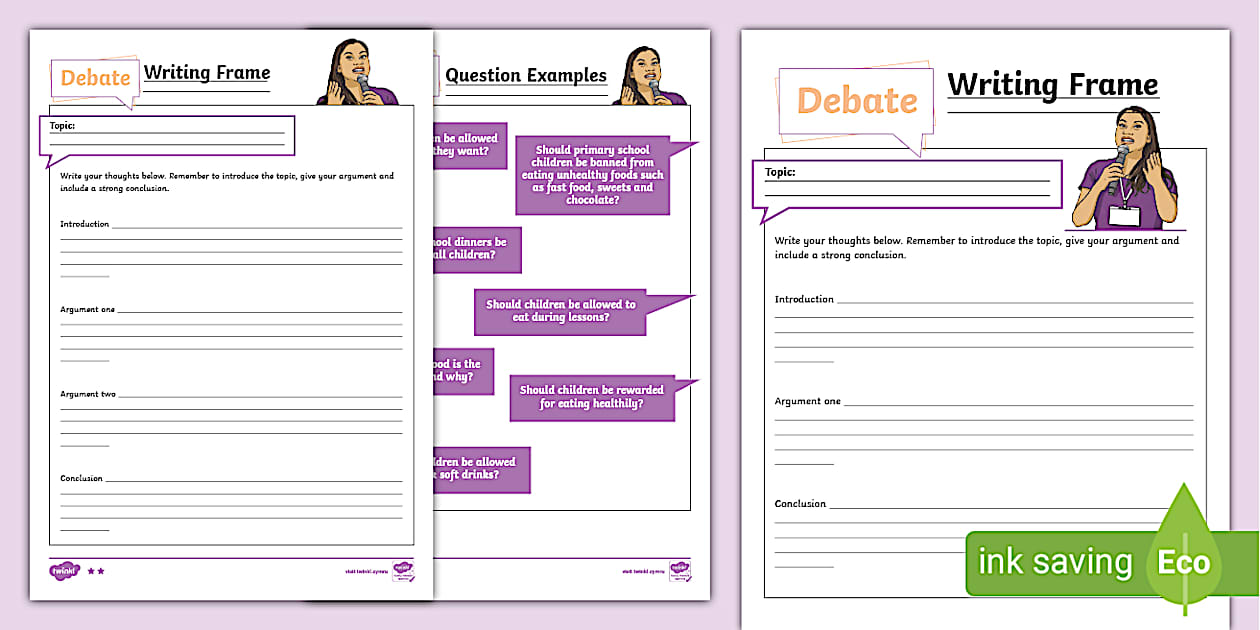Diet Debate Topics and Writing Frame (teacher made) - Twinkl