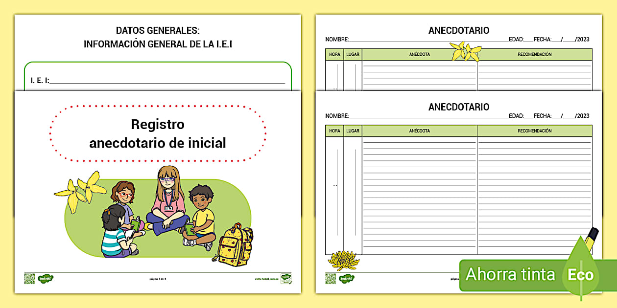 Plantilla: Registro anecdotario de inicial (teacher made)
