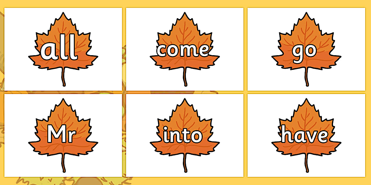 Tricky Words on Individual Autumn Leaves