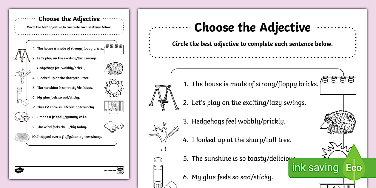 Choose the Adjective Activity Sheet 2, Adjectives Activity