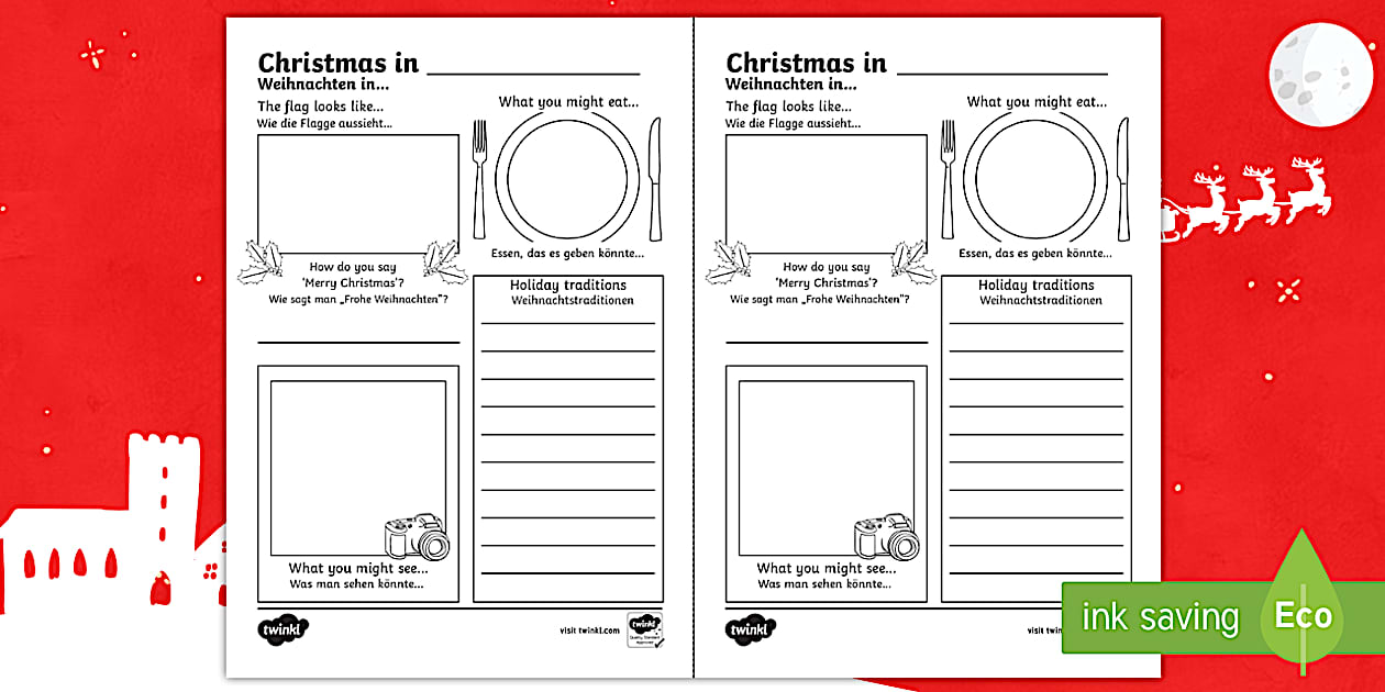 Comparing Christmas around the World Writing Frames English/German