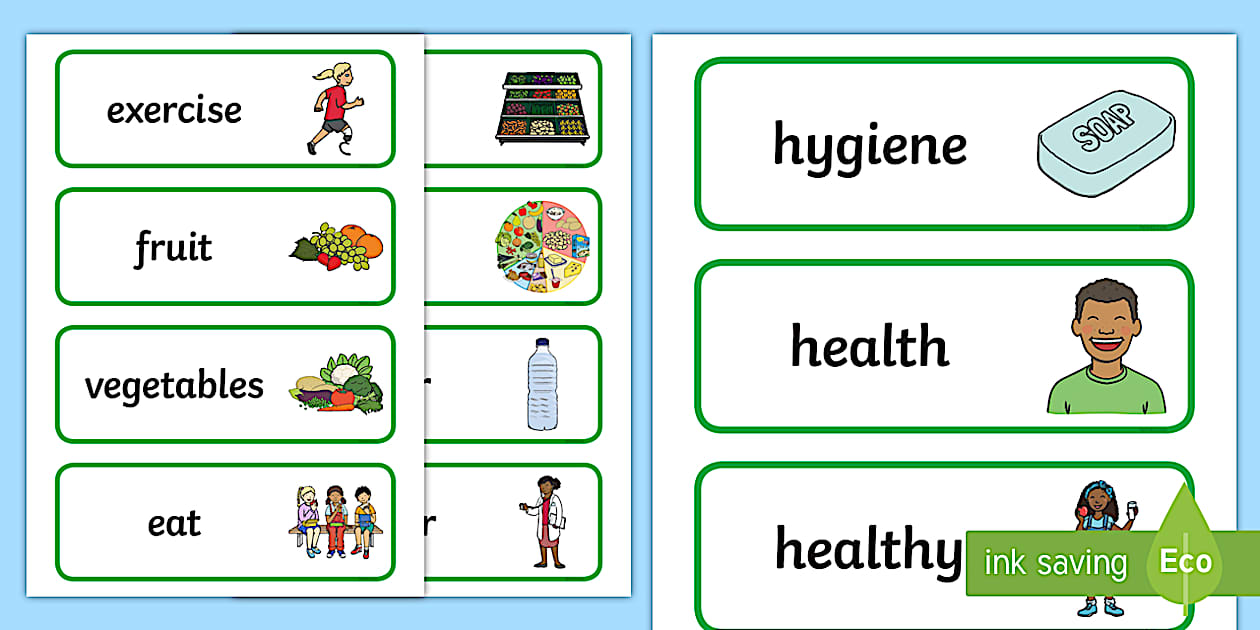 Cursive Health and Hygiene Word Cards (teacher made)