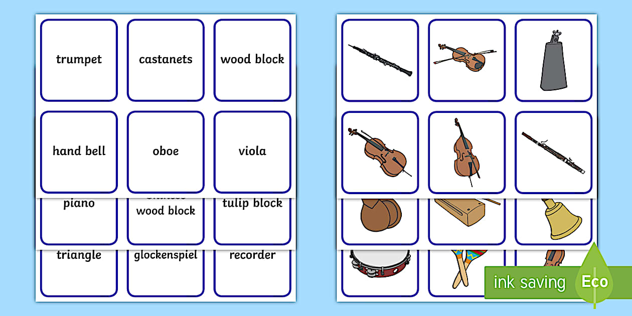 Music Topic Word and Picture Sorting Cards (teacher made)