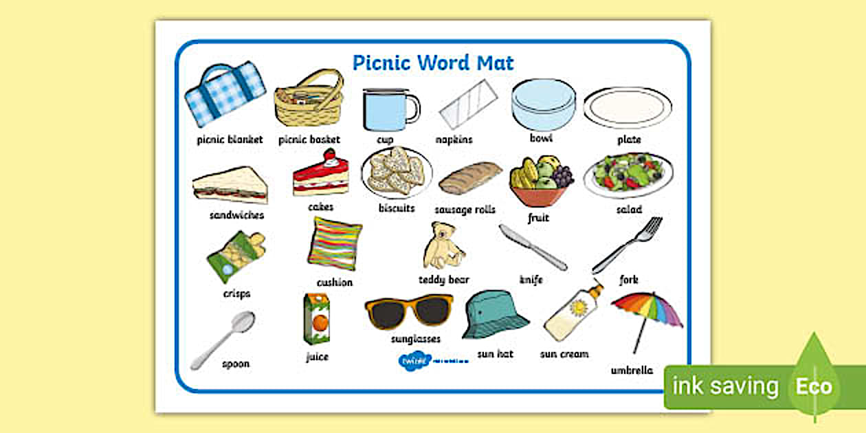 Picnic Word Mat (teacher made) - Twinkl