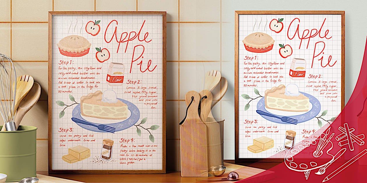 Apple Pie Recipe Kitchen Poster | Twinkl Art Gallery