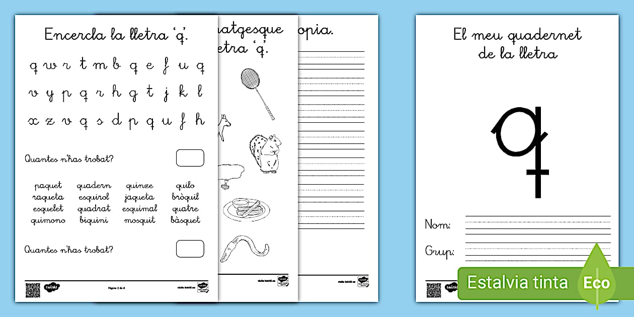 Quadernet de lectoescriptura: La lletra Q - Català - Twinkl