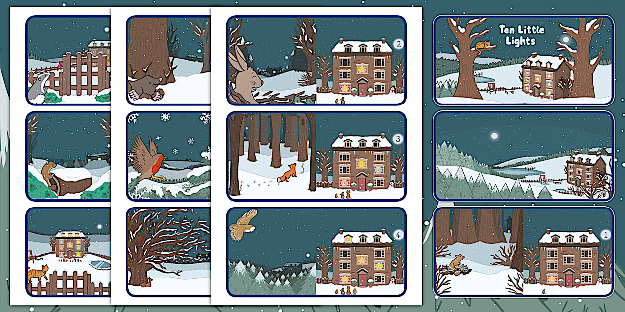 Ten Little Lights Story Sequencing Cards - Twinkl