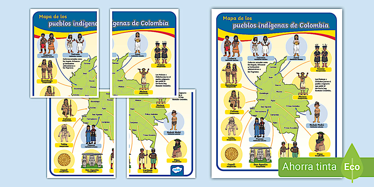 Mapa de las comunidades indígenas de Colombia - Twinkl