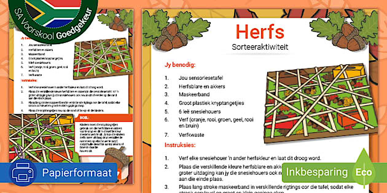 Voorskool - Herfs - Sensoriese Sorteer Aktiwiteit