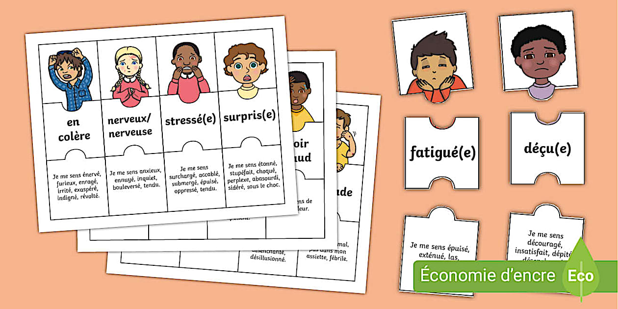 Jeu de puzzles sur les émotions (teacher made) - Twinkl