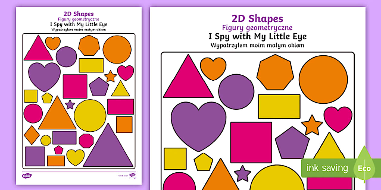 Black and White 2D Shapes I Spy With My Little Eye Activity English/Polish
