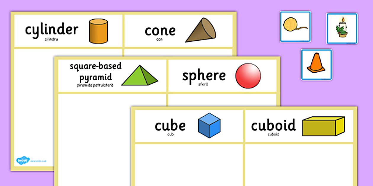 3D Shape Sorting Activity Romanian Translation - Twinkl