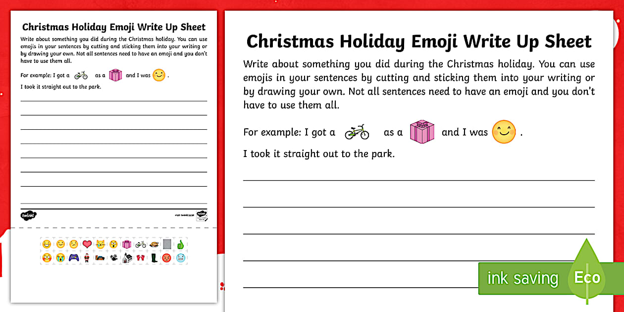 😊 Christmas Holiday Emoji Write Up Worksheet / Worksheet