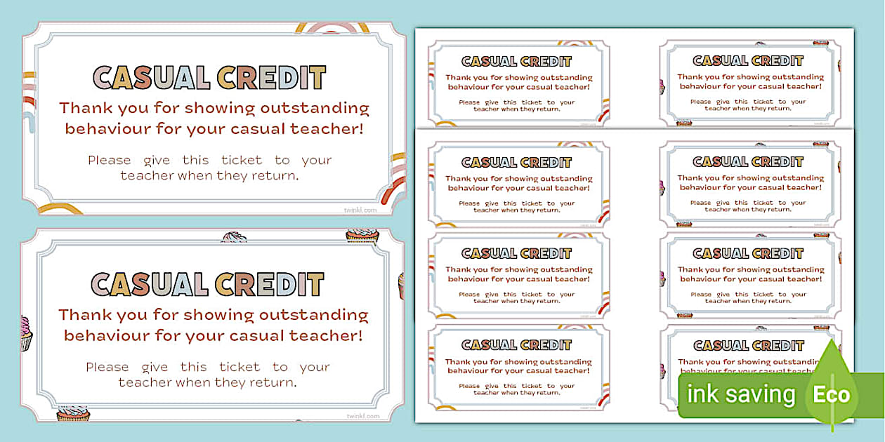 Casual Credit Tickets 3-6 (teacher made) - Twinkl