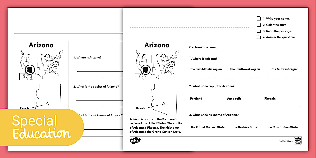 Arizona State Report Worksheet for Special Education