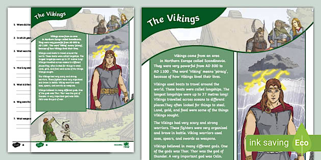 The Vikings Differentiated Reading Comprehension - Twinkl
