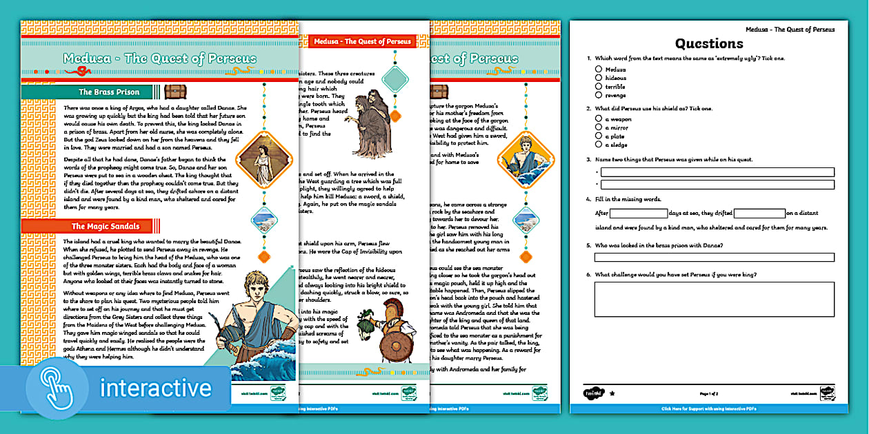 Greek Myths Reading Comprehension (Teacher-Made) - Twinkl