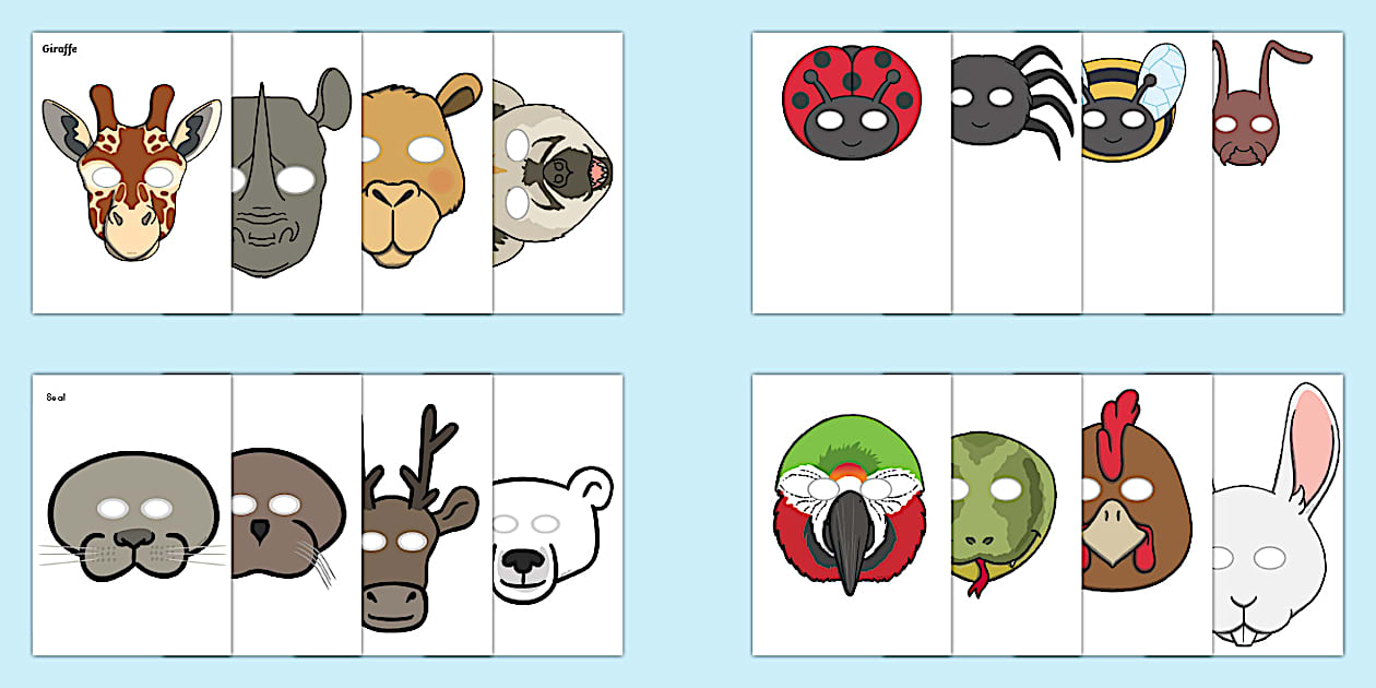 Animal Role Play-Mask Pack (teacher made) - Twinkl