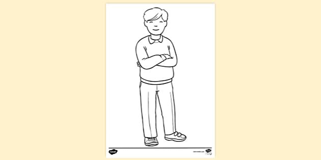 Boy in Red School Uniform Colouring Sheet (teacher made)