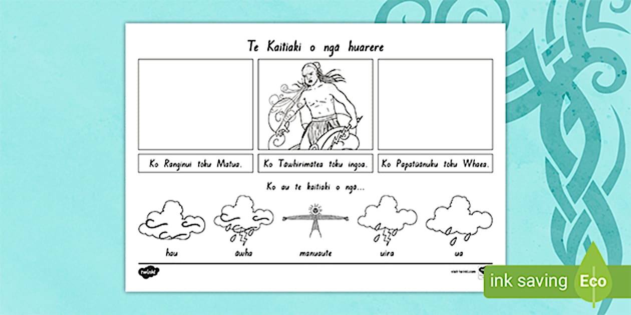 Te Whakapapa o Tawhirimatea Colouring Worksheet / Worksheet Te Reo Māori