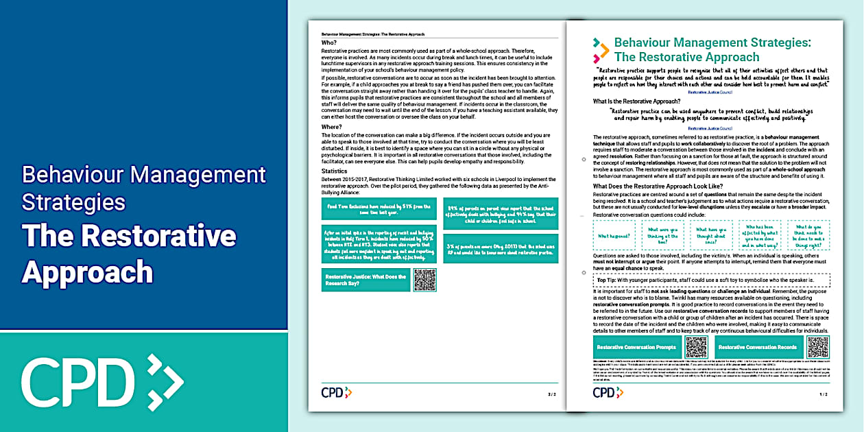 Behaviour Management Strategies - The Restorative Approach