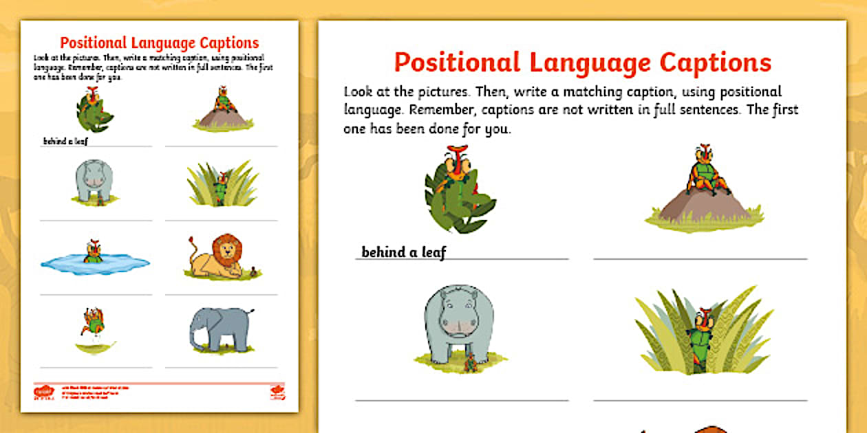 Bug's Big Trip: Positional Language Caption Writing Activity
