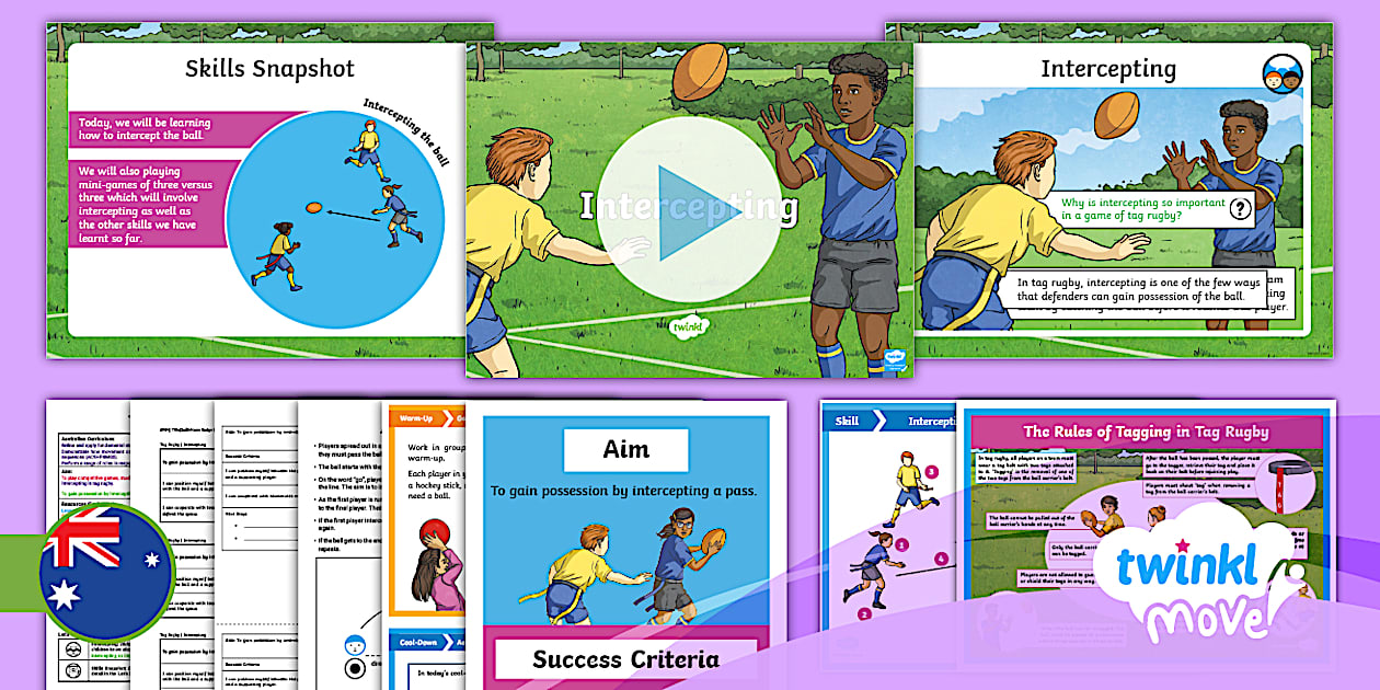 Move PE Year 4 Tag Rugby Lesson 4: Intercepting - Twinkl