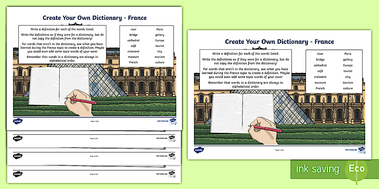 France Create Your Own Dictionary (l'enseignant a fait)