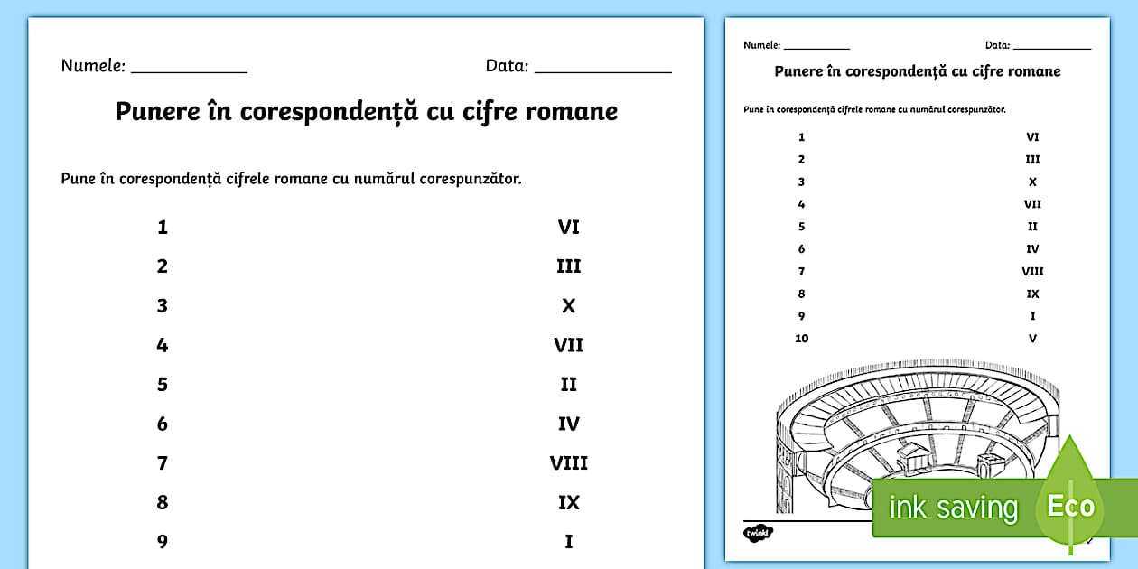 Cifrele romane Fișă de activitate