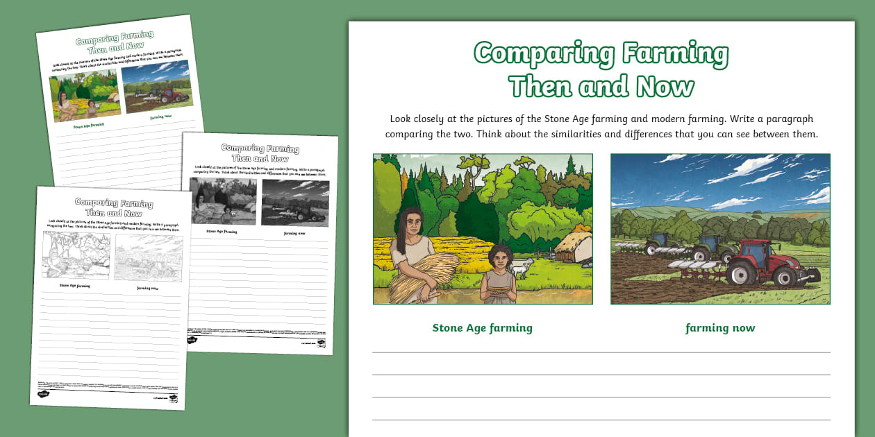 Comparing Farming Then and Now Worksheet - Twinkl