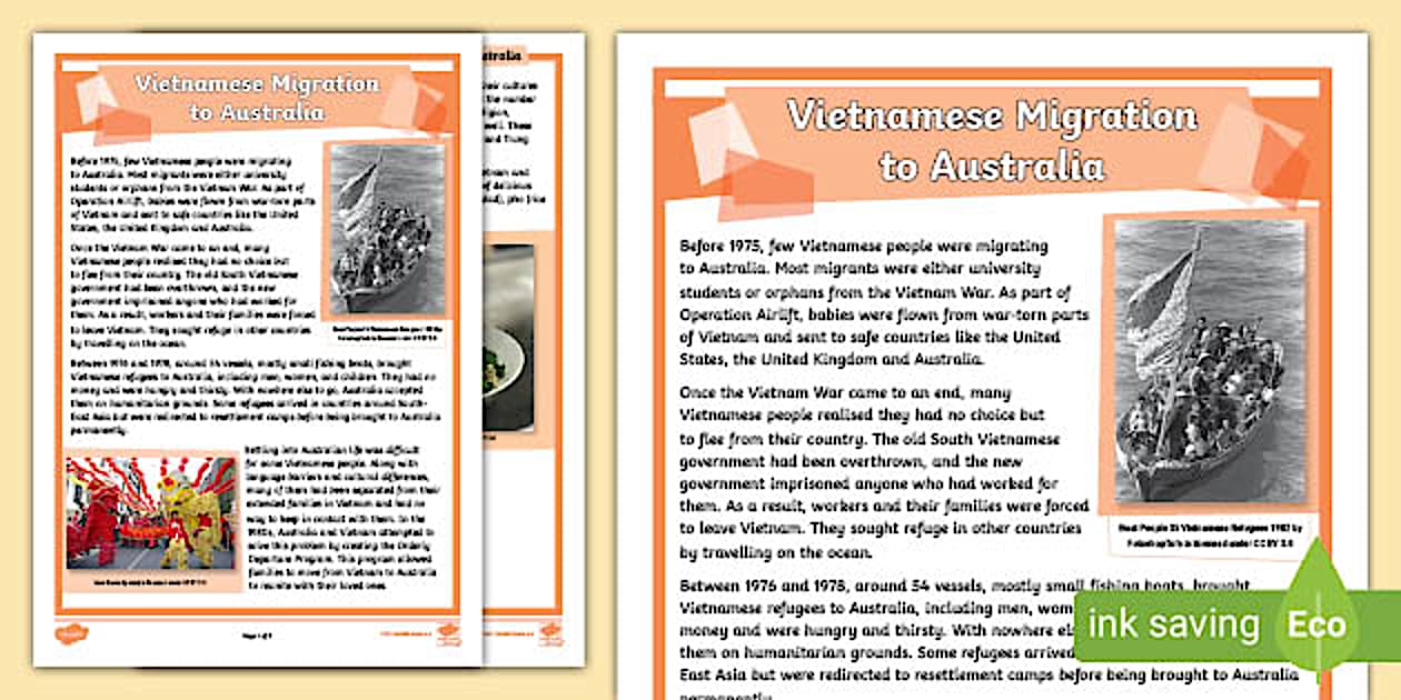 Vietnamese Migration Fact File - Primary HASS Resources