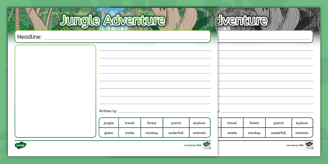 Jungle Adventure Newspaper Writing Template - Twinkl