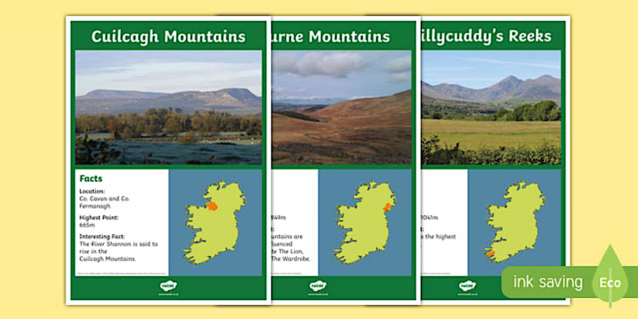 Irish Mountains Display Posters (teacher made) - Twinkl