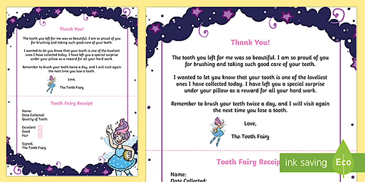 Editable Letter From the Tooth Fairy Template | Twinkl