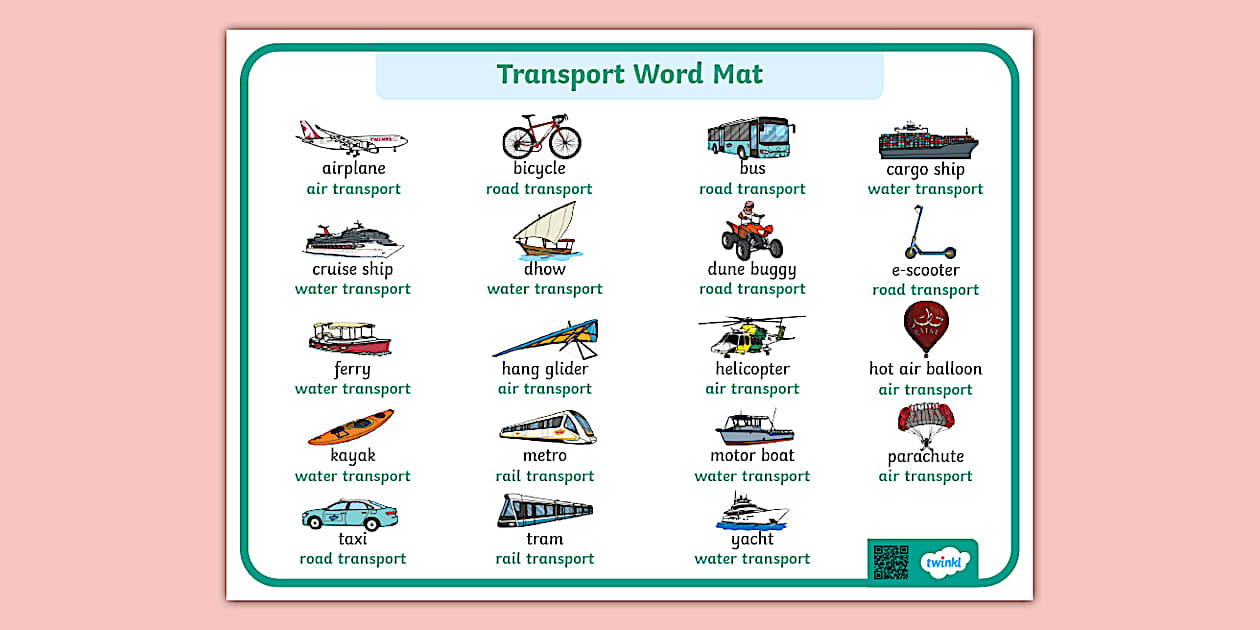 Transport Word Mat (teacher made) - Twinkl