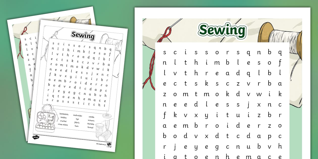 Sewing Word Search | Twinkl Australia (teacher made)