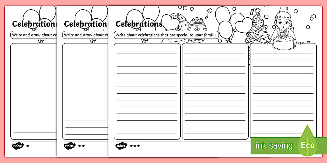 Celebrations Description Differentiated Worksheet - Twinkl