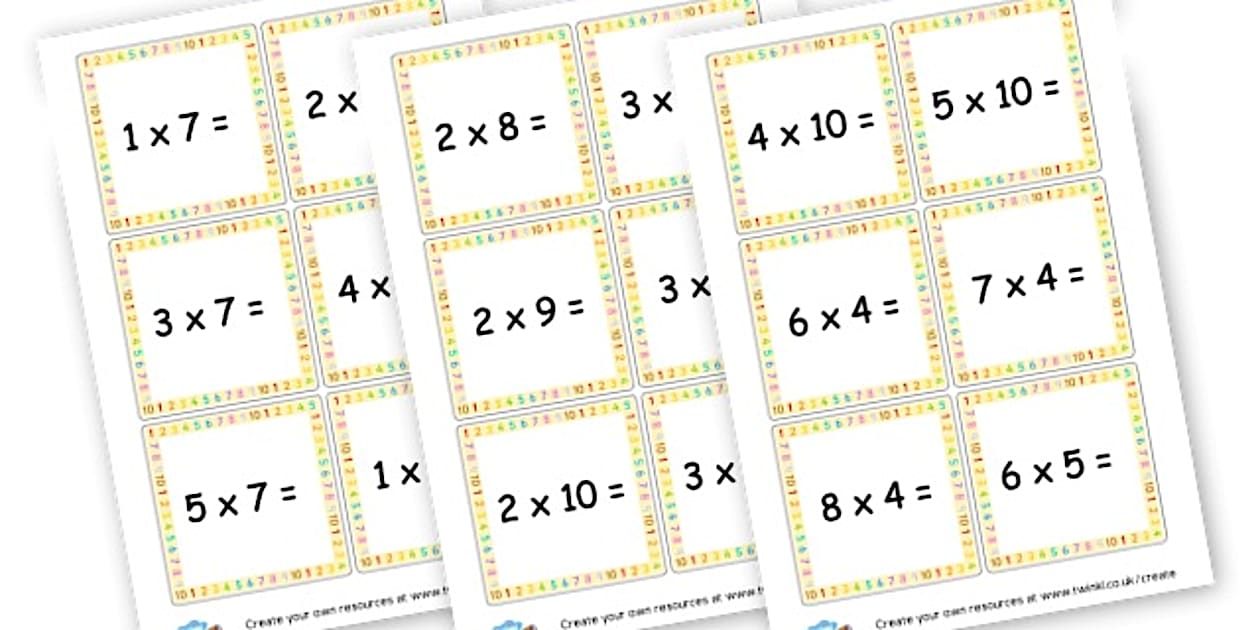 Multiplication Questions Cards - Calculations Times Tables Primary ...