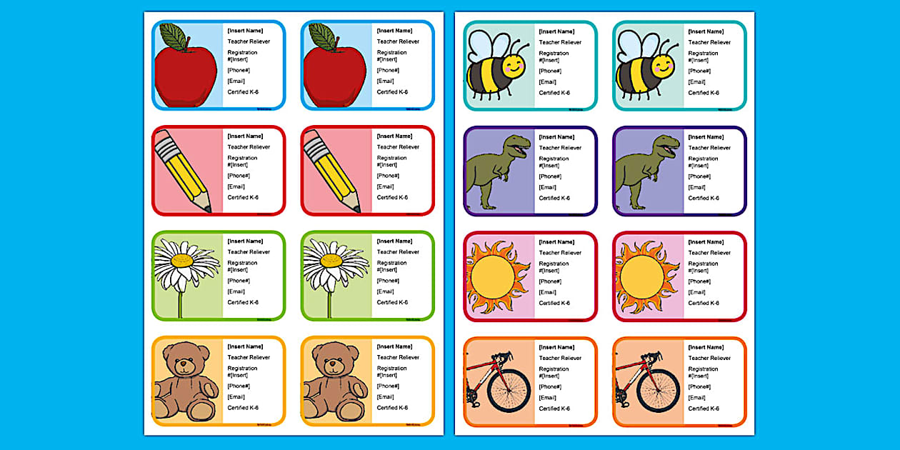 Editable Reliever Contact Information Cards (teacher made)