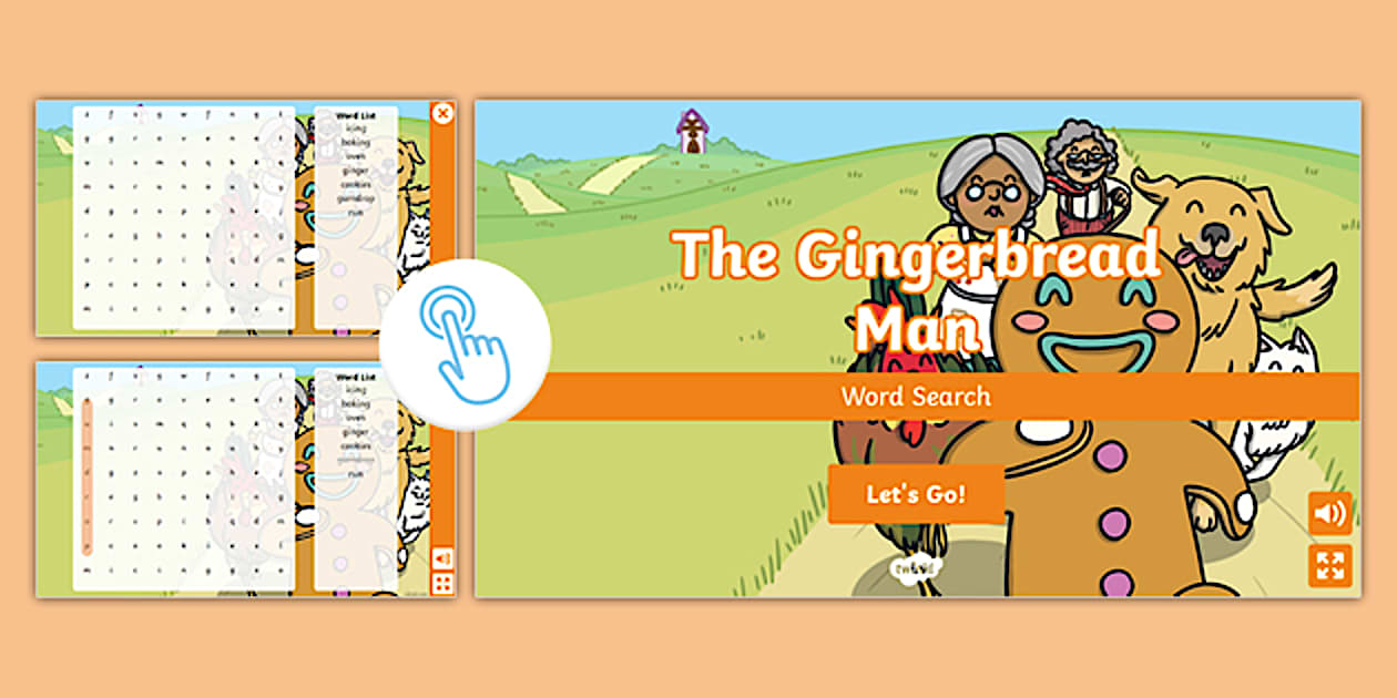 The Gingerbread Man Interactive Word Search (teacher made)