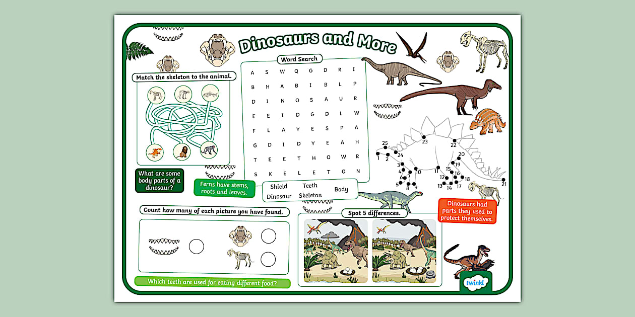 Dinosaurs and More Activity Mat (teacher made) - Twinkl