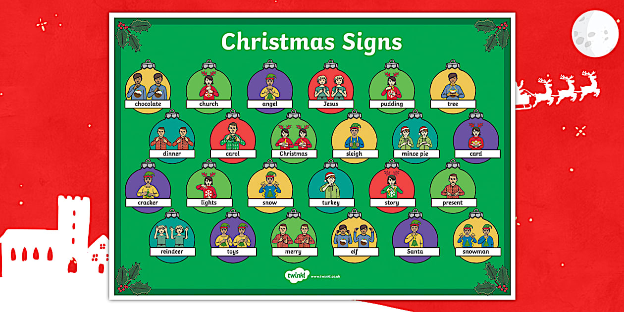 BSL Christmas Signs Large Display Poster (Teacher-Made)