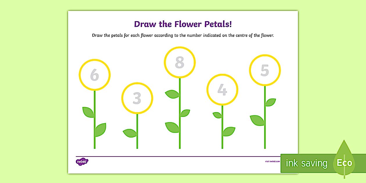 Editable Draw the Flower Petals Counting Worksheet - Twinkl
