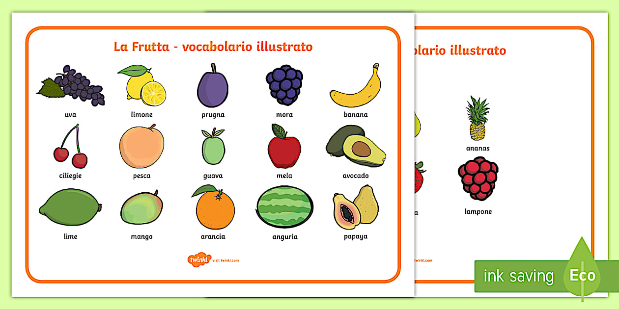 La Frutta Vocabolario Illustrato Italian